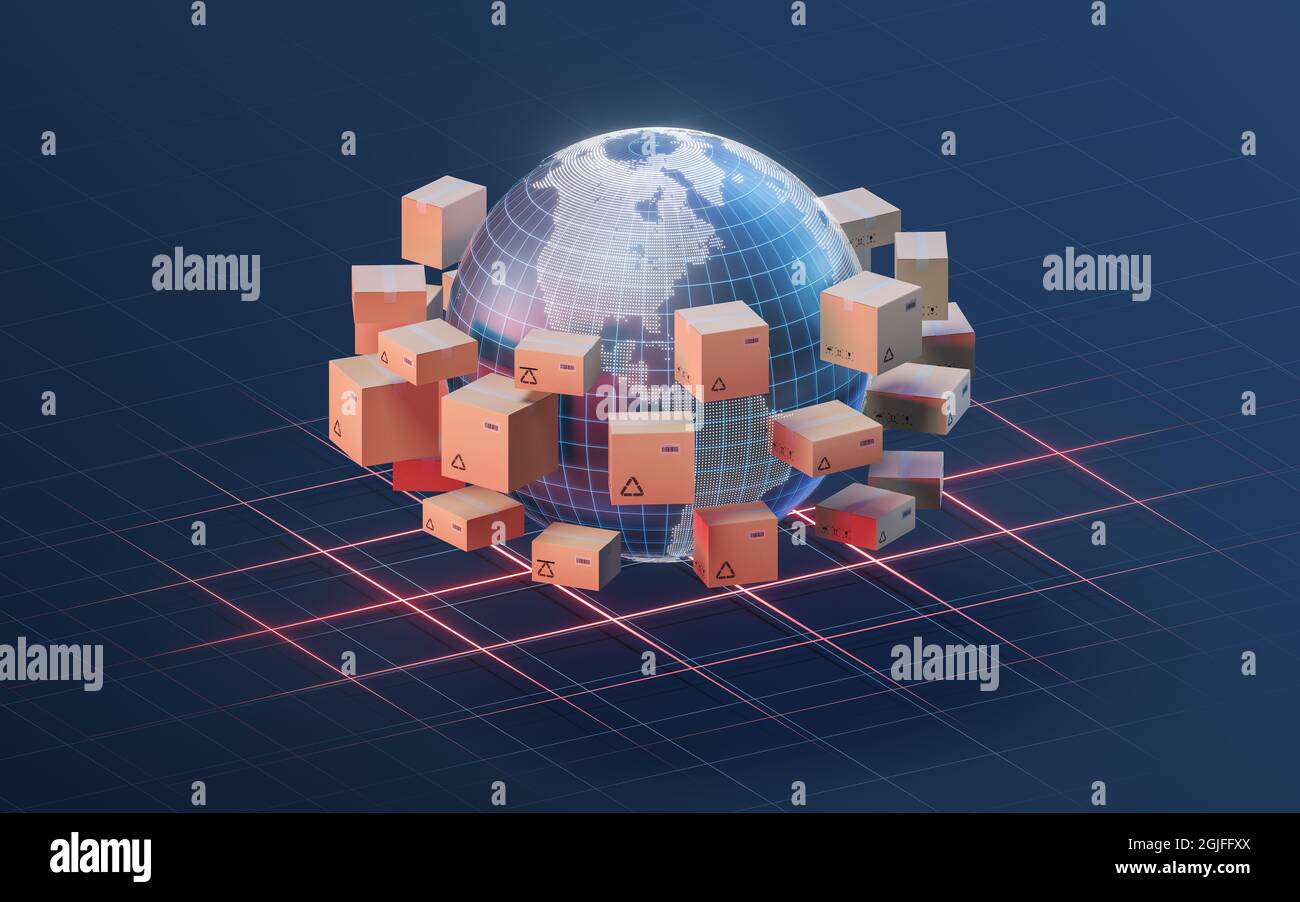 The earth and commodity logistics, 3d rendering. Computer digital ...
