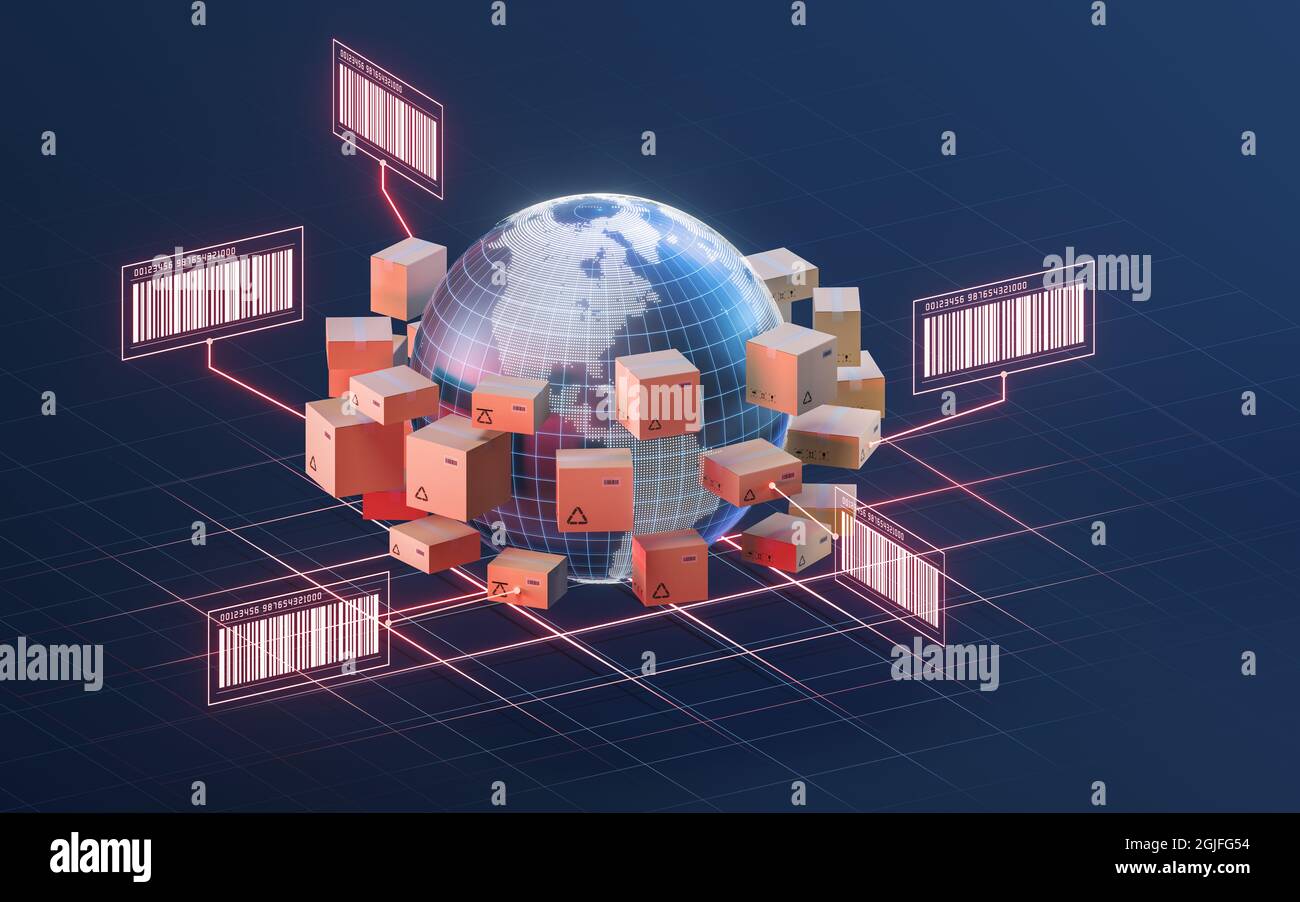 The earth and commodity logistics, 3d rendering. Computer digital ...