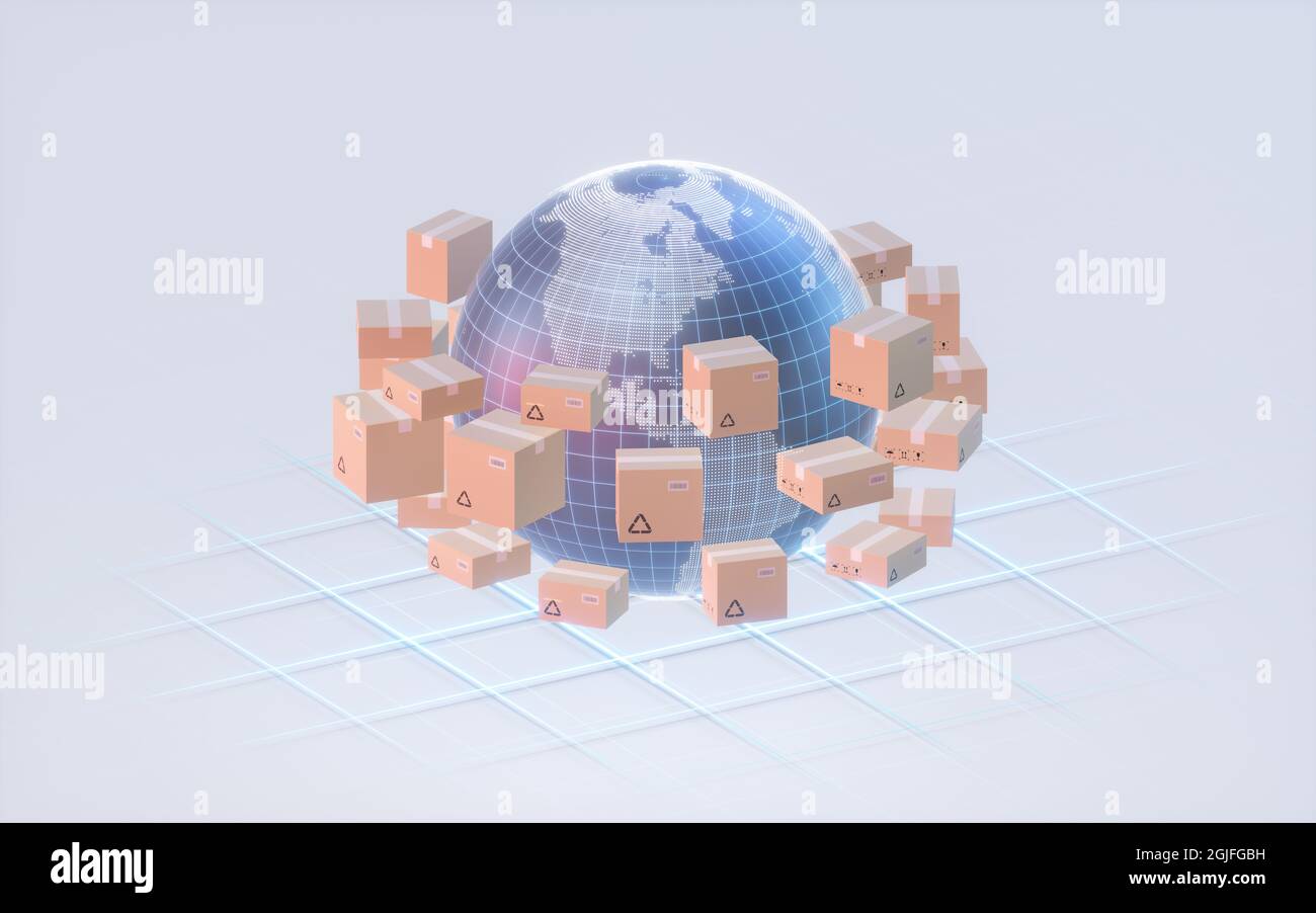 The earth and commodity logistics, 3d rendering. Computer digital ...