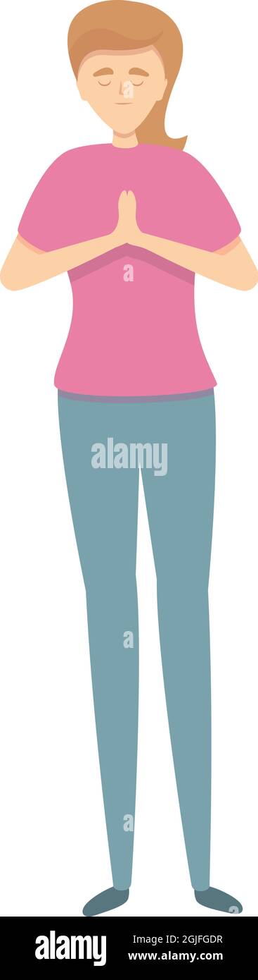 Girl meditate icon cartoon vector. Work concentration. Think mind Stock ...