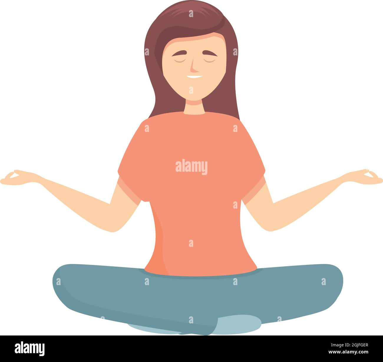 Zen meditation icon cartoon vector. Work concentration. Mind stress ...