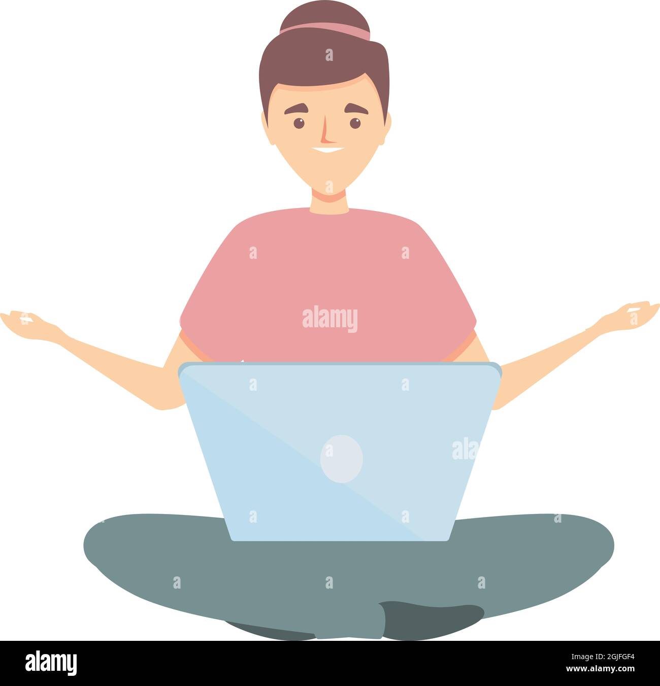 Girl study concentration icon cartoon vector. Zen work. Meditate think ...