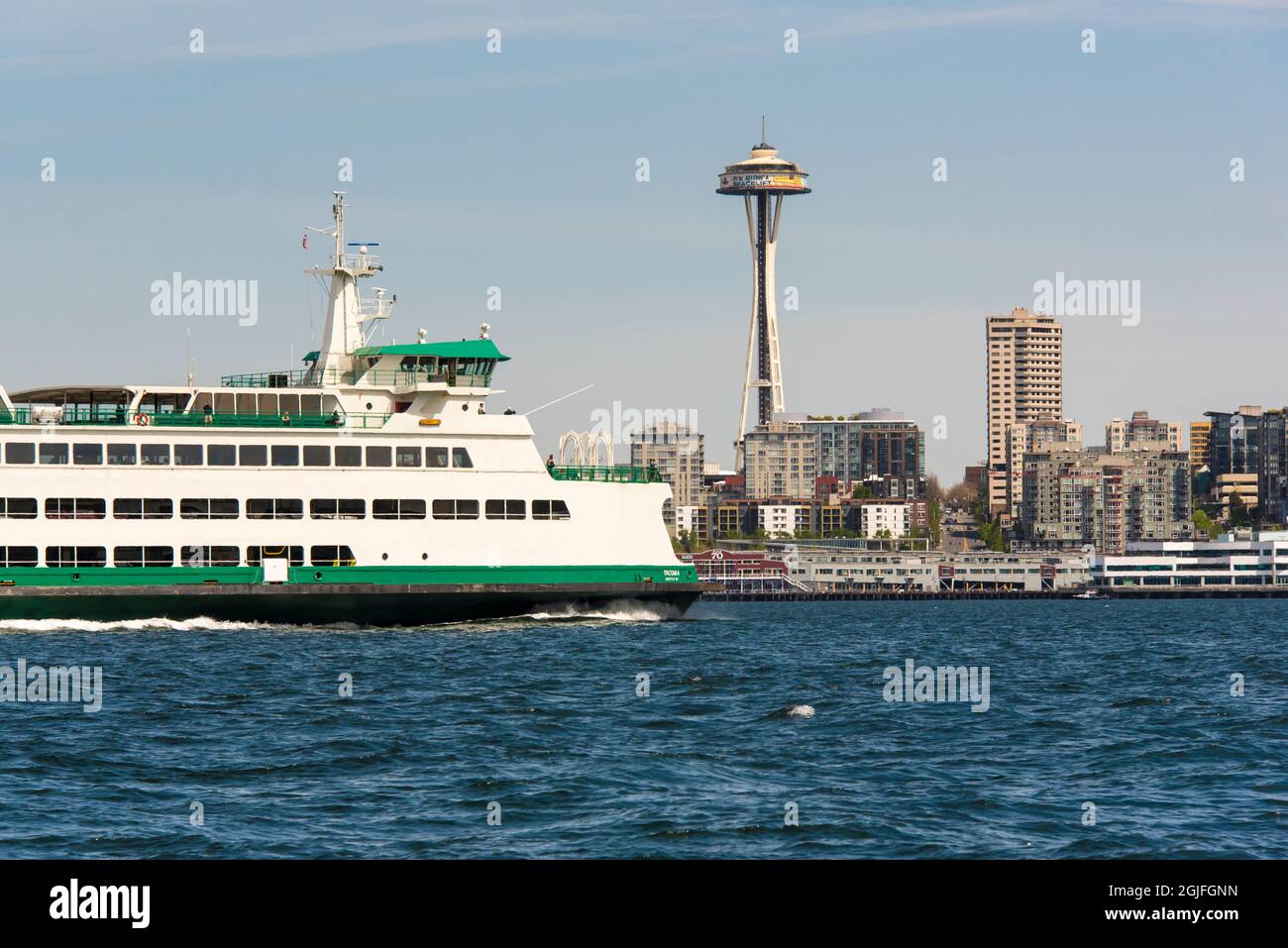 USA, Washington State, Seattle. Space Needle under renovation ...