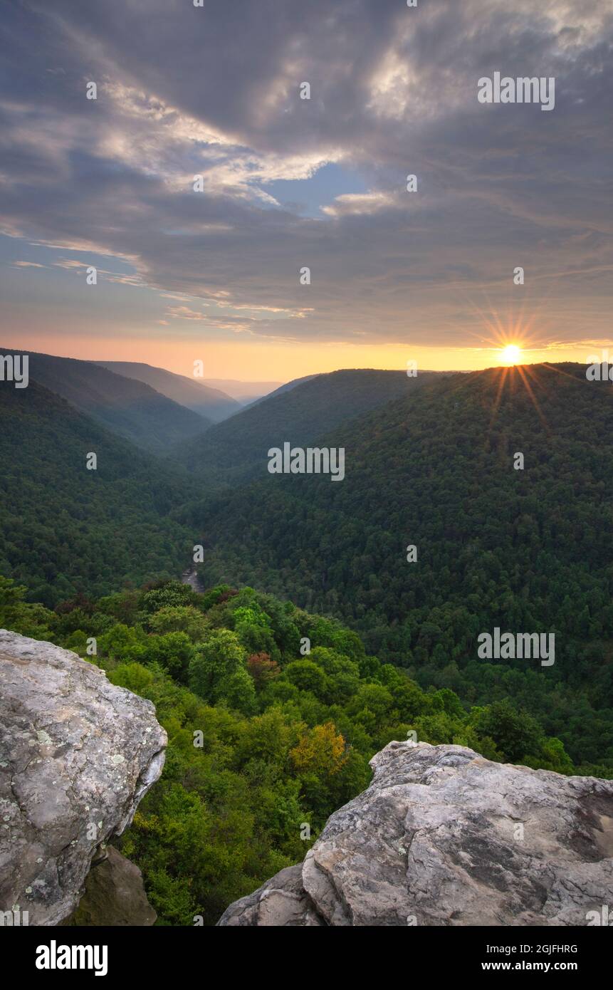 Lindy Point Overlook sunset, Blackwater Falls, West Virginia Stock ...