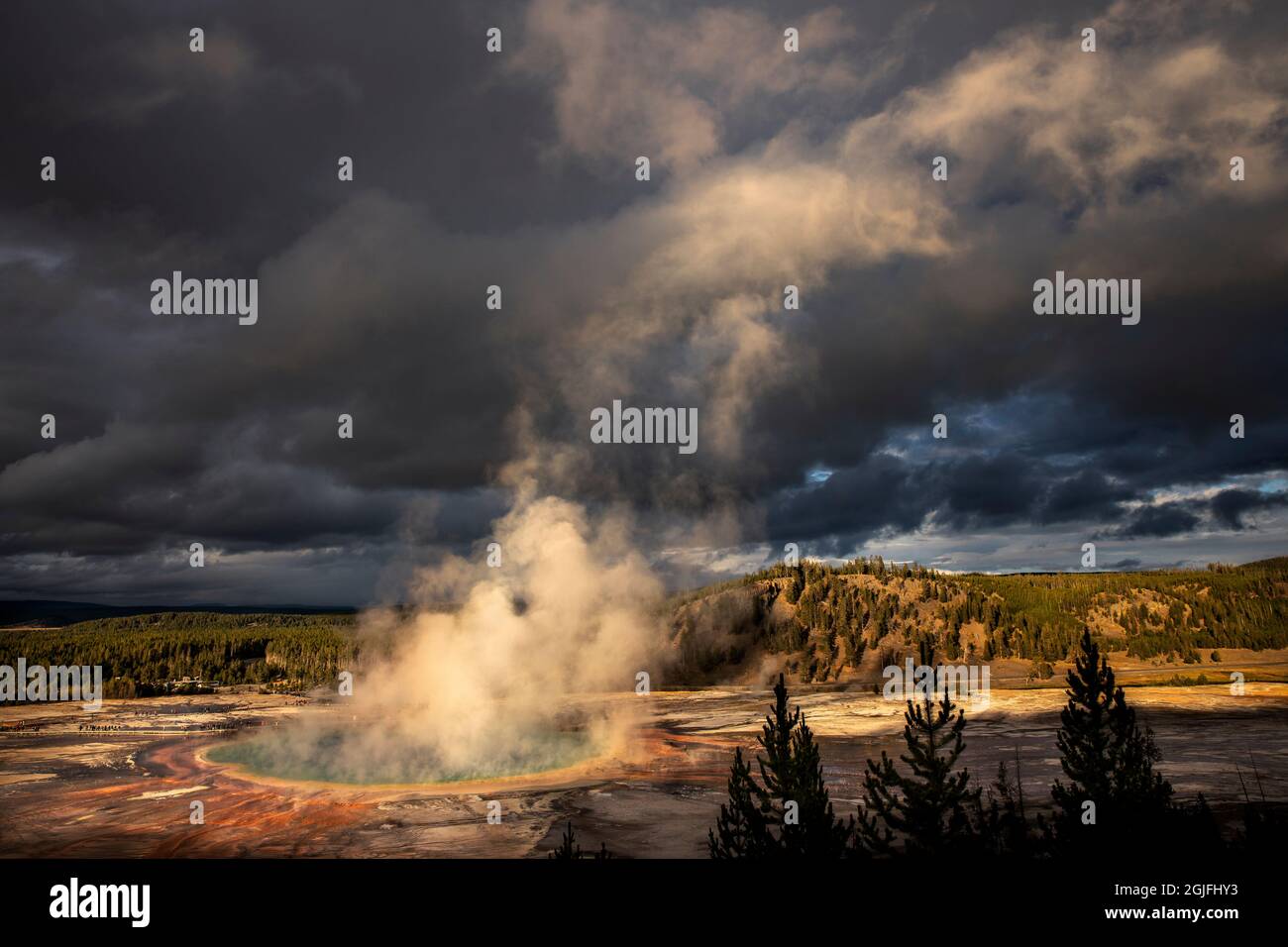 Grand prismatic spring aerial hi-res stock photography and images - Alamy