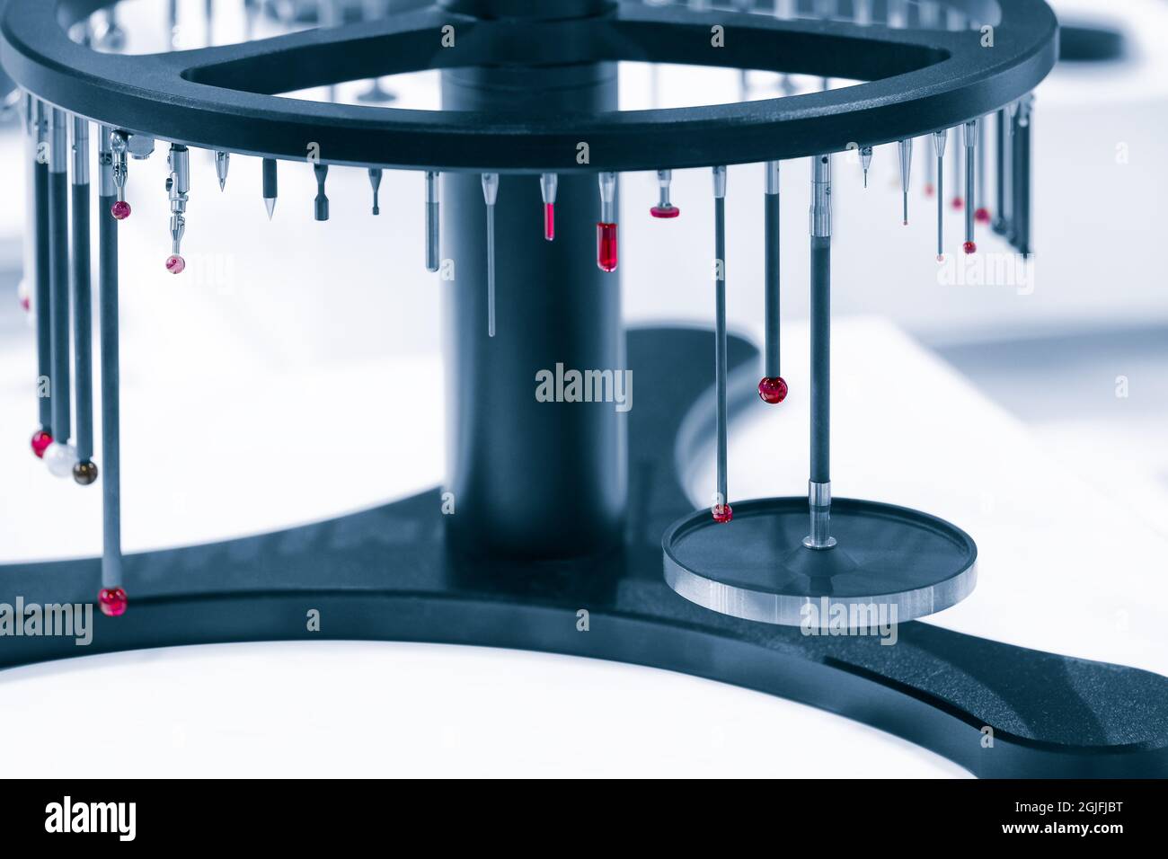 Close-up check measurement of detail by detecting head sensor Stock ...