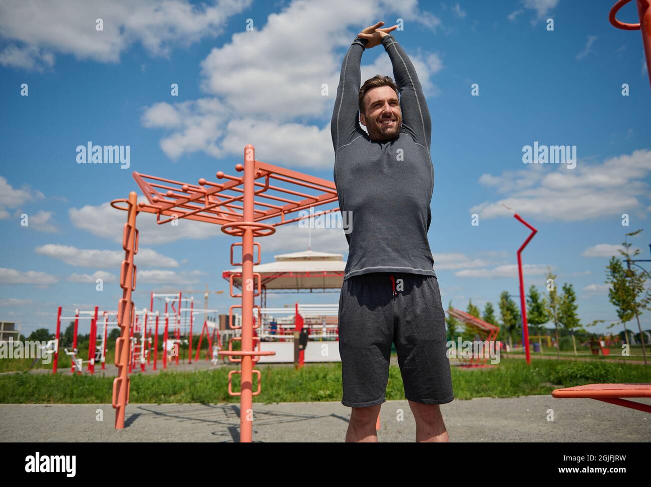 Male bodybuilder raising his arms hi-res stock photography and images ...