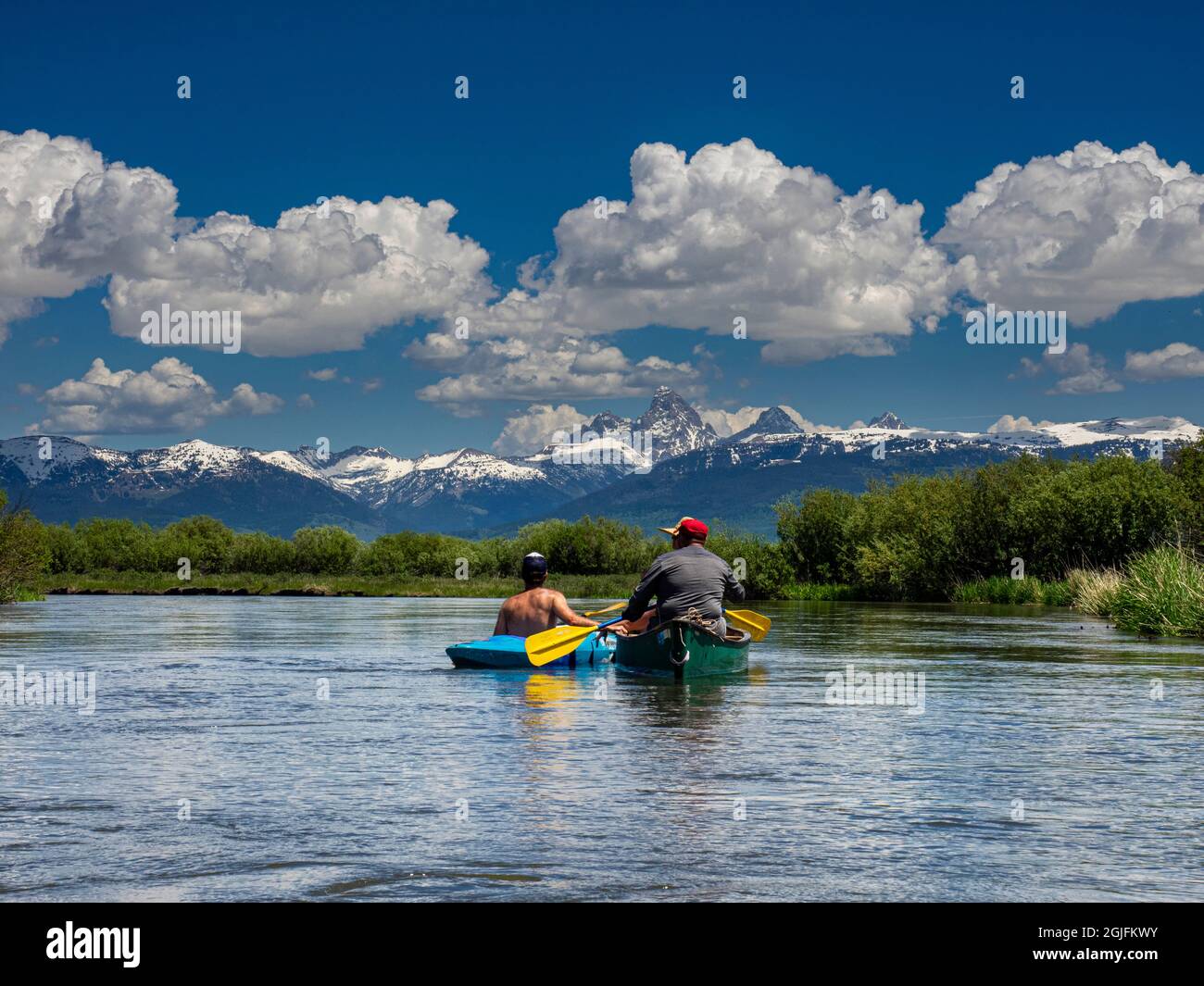 Boats and Family get together, Teton River, Driggs, Idaho Stock Photo ...