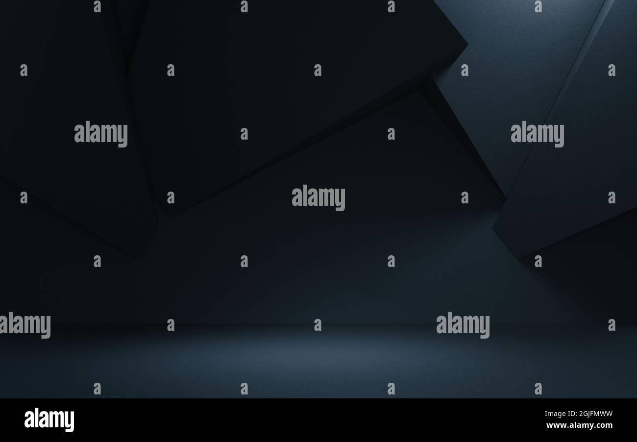 Empty room with black background, 3d rendering. Computer digital ...