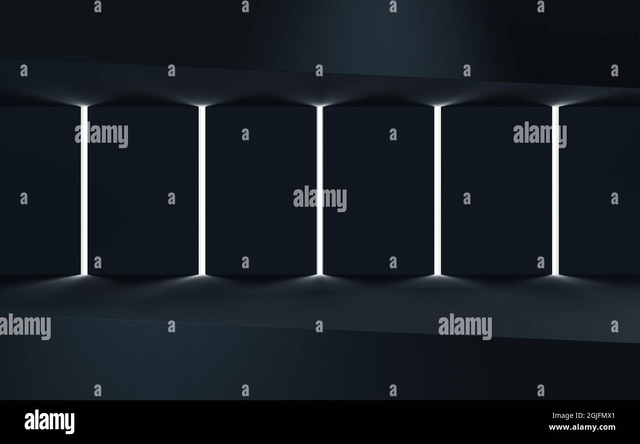 Empty room with black background, 3d rendering. Computer digital ...