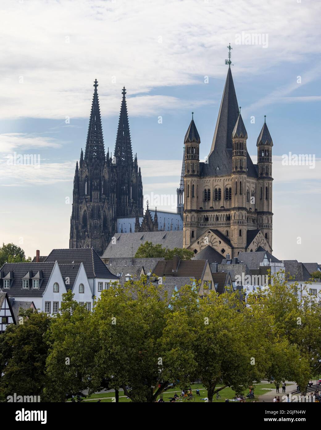 Great St. Martin Church and Cologne Cathedral dominating Cologne old ...