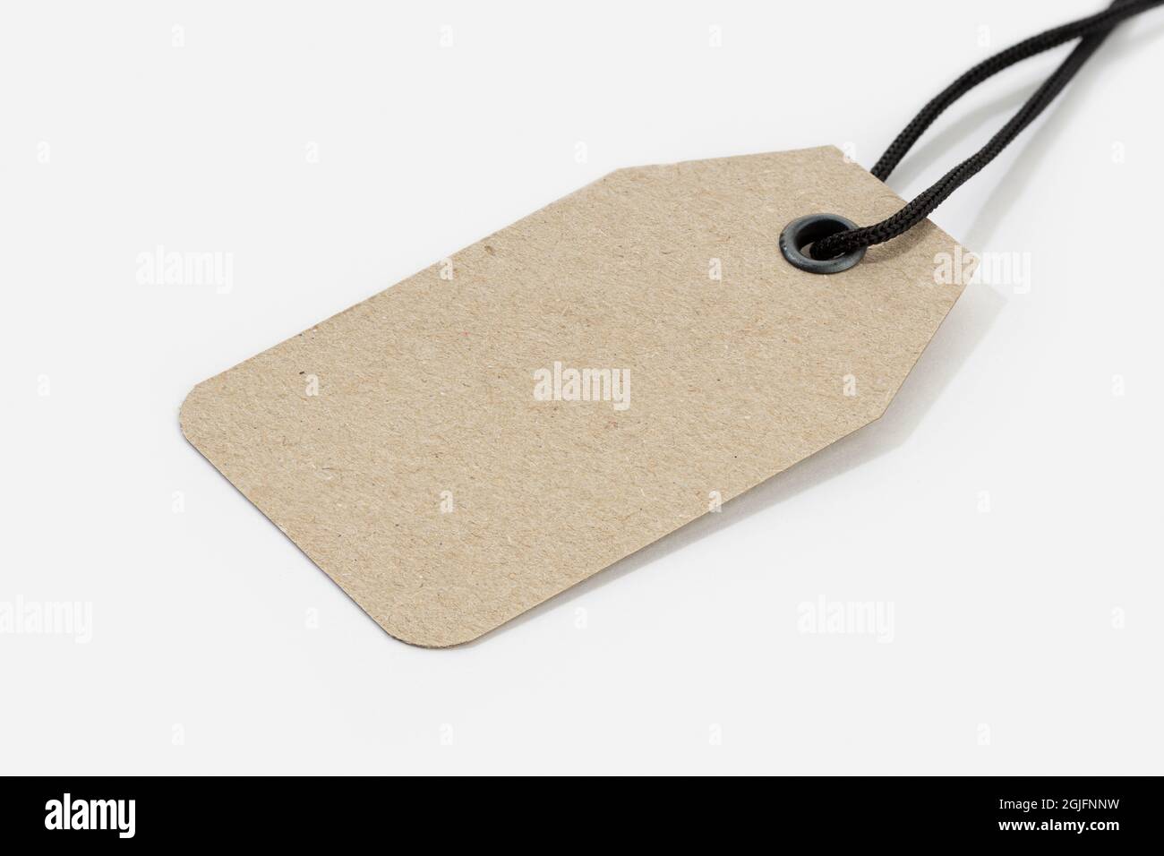 Blank Tag with String isolated on white background. Blank cardboard ...