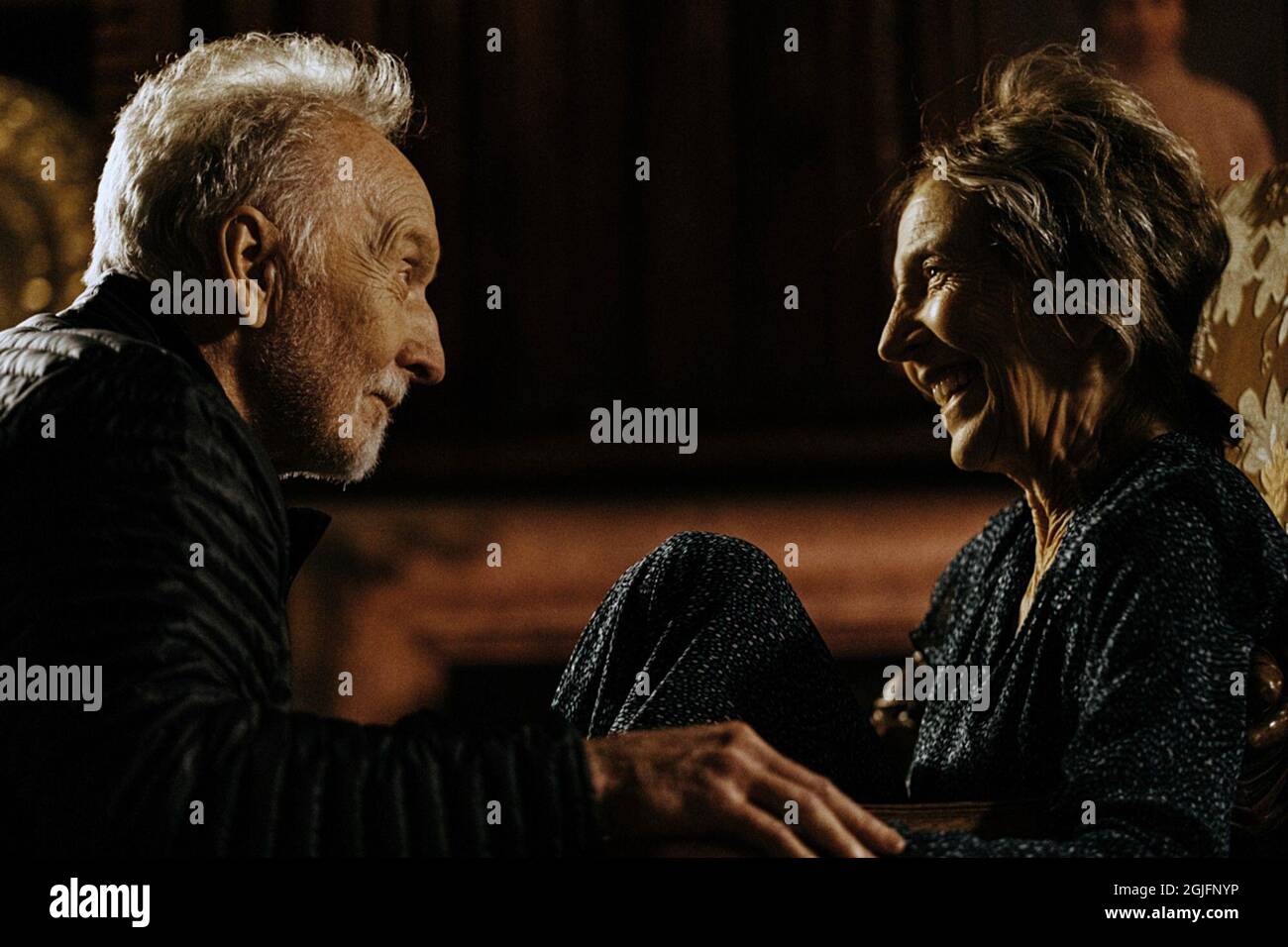 THE CALL, from left: Tobin Bell, Lin Shaye, 2020. © Shudder / Courtesy ...