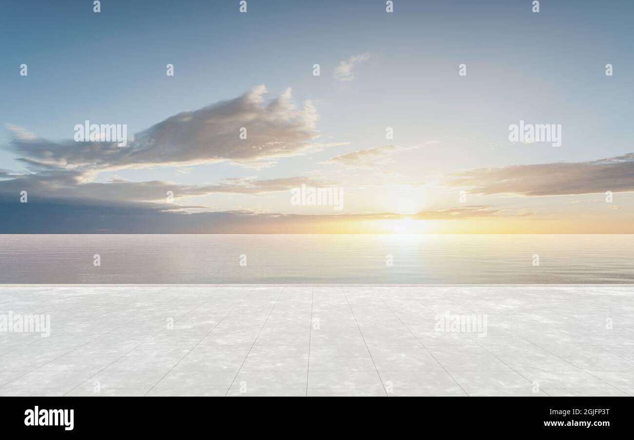 Outdoor space and lake, 3d rendering. Computer digital drawing Stock ...