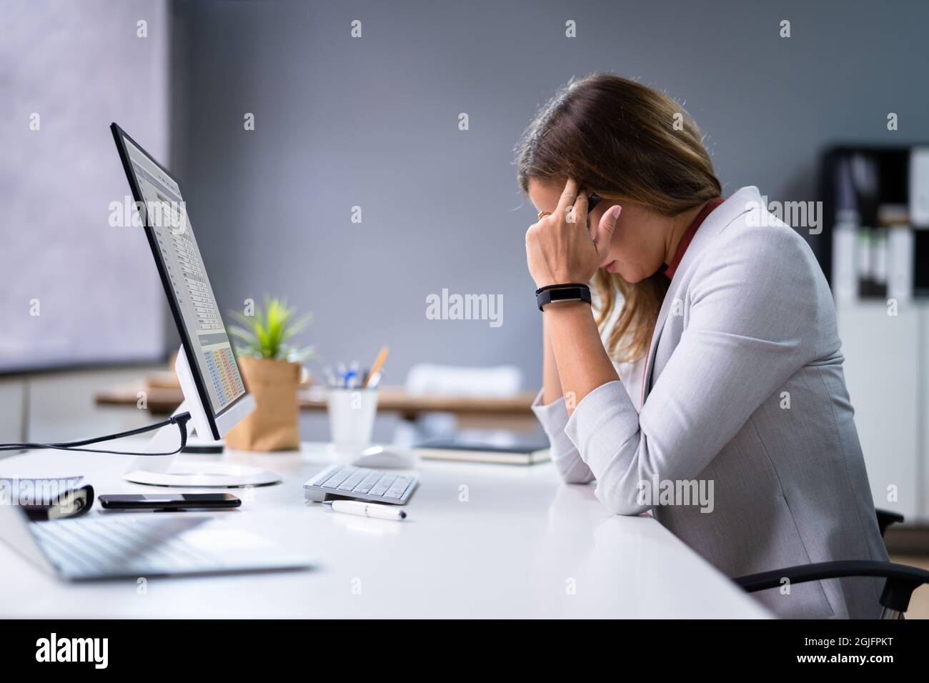 Stressed Upset Business Woman. Bored Worry Businesswoman Stock Photo ...