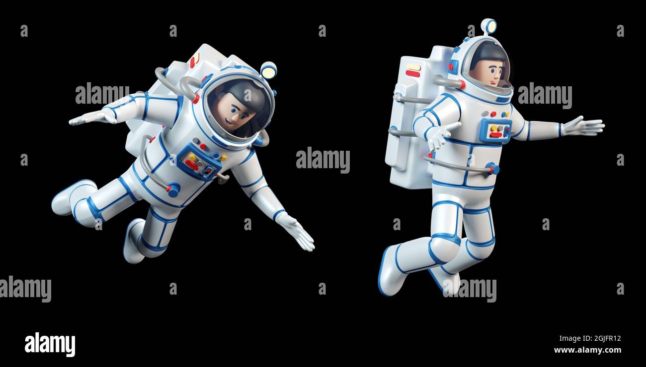 Astronaut in spacesuit. Cartoon 3d spaceman Stock Photo - Alamy