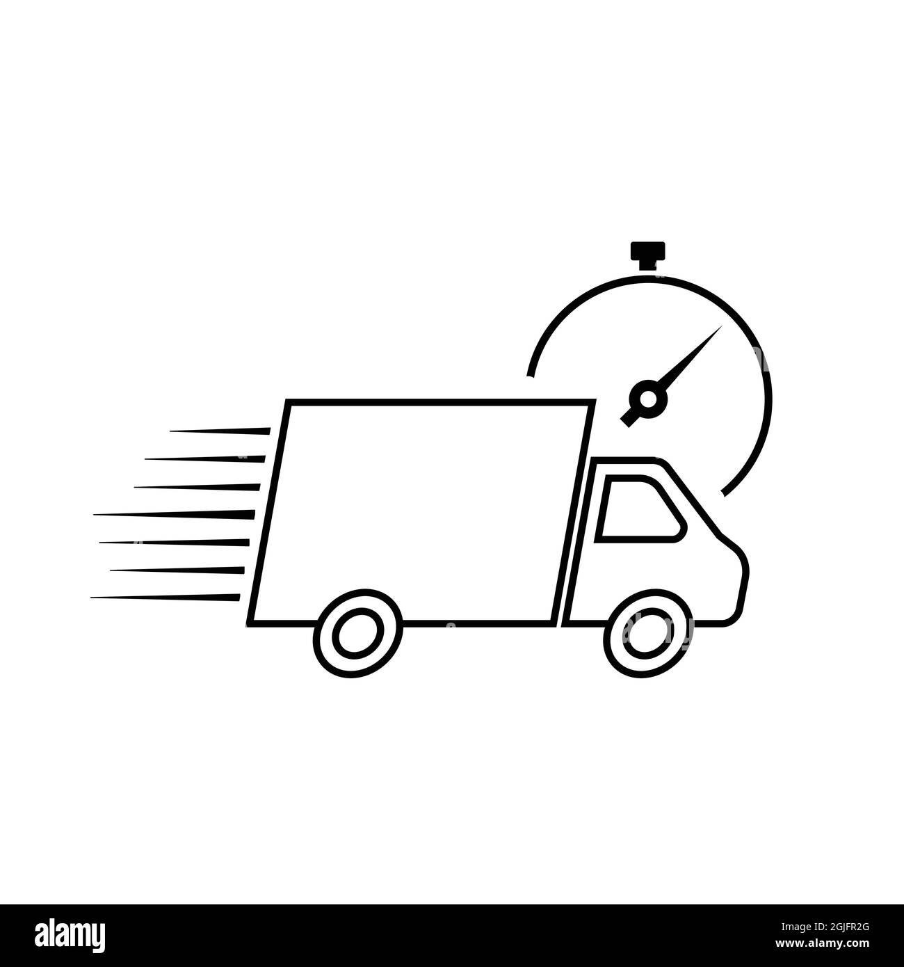 Fast delivery vector icon with truck and timer. Vector illustration ...