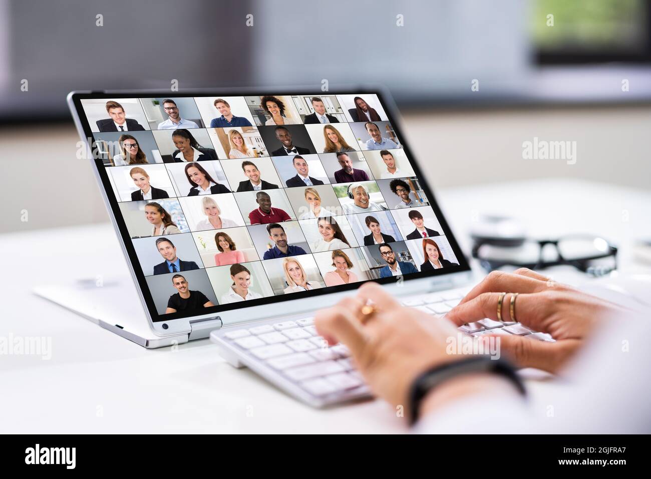 Online Video Conference Interview Call And Call Meeting Stock Photo - Alamy