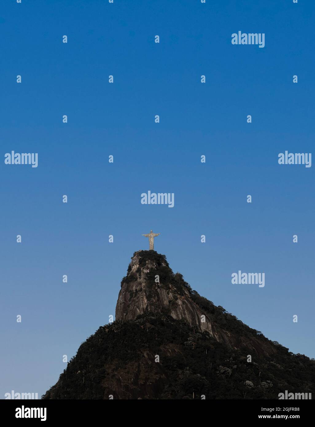 Low angle distant view of Christ the Redeemer statue in Brazil Stock ...