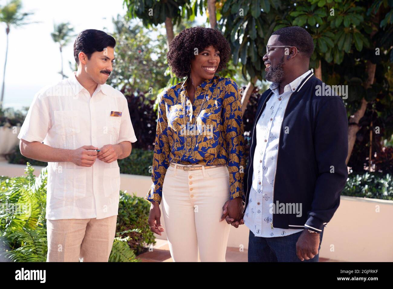 VACATION FRIENDS, from left: Carlos Santos, Yvonne Orji, Lil Rel Howery ...