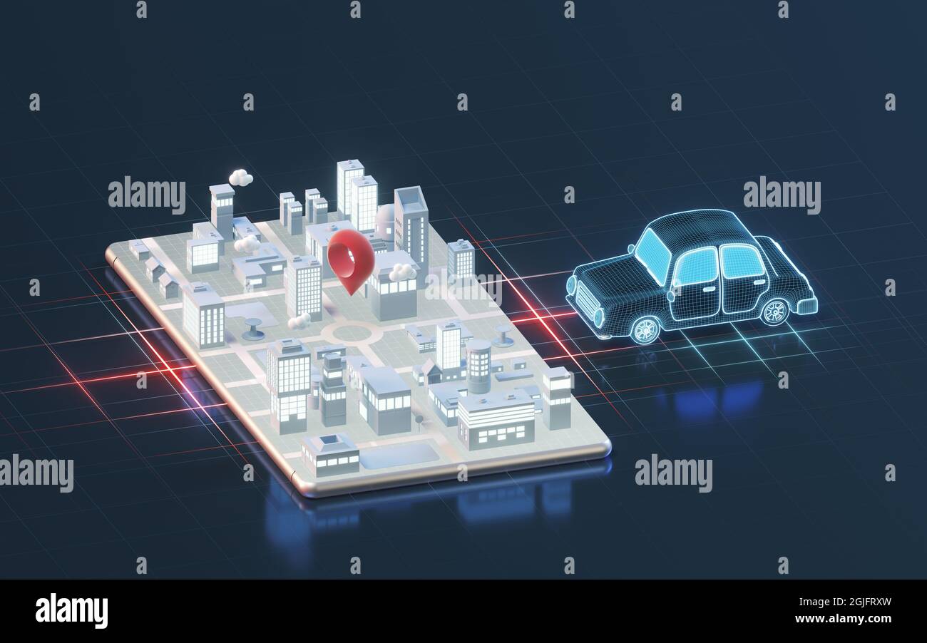 Intelligent phone and mobile phone location , 3d rendering. Computer ...