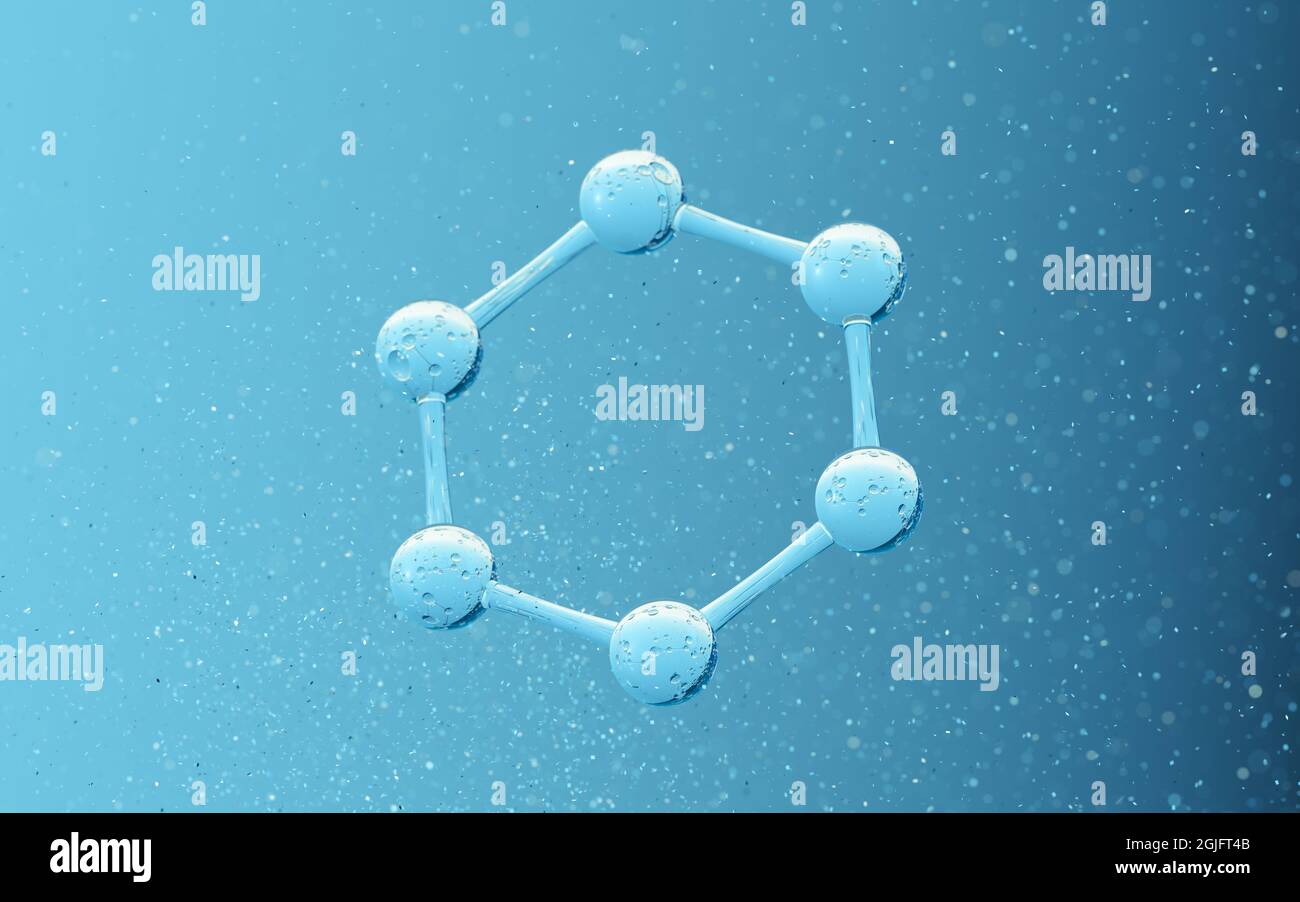 Chemical molecule with blue background, 3d rendering. Computer digital ...