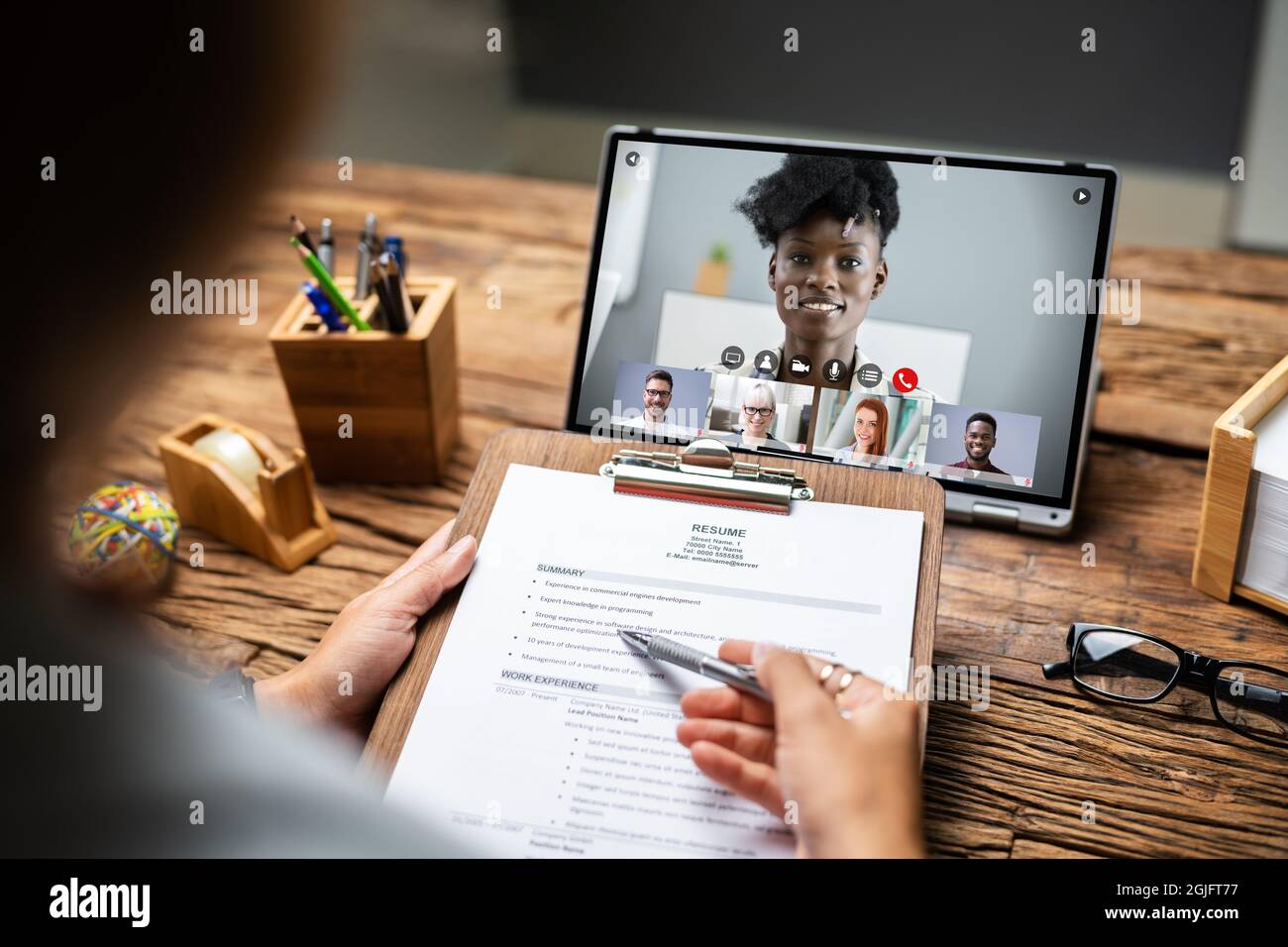 Virtual Interview Conference Call On Digital Hybrid Tablet Stock Photo ...