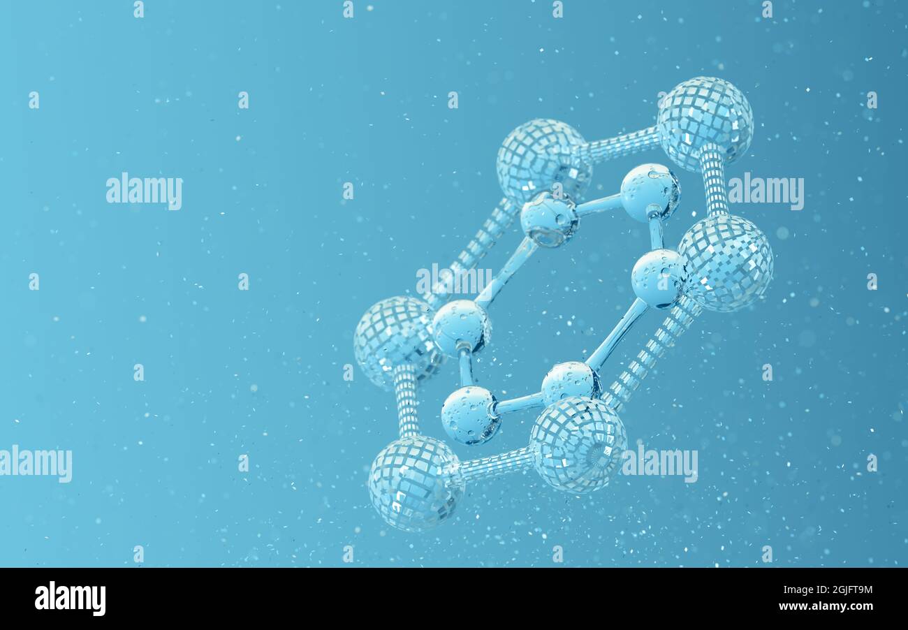 Chemical molecule with blue background, 3d rendering. Computer digital ...