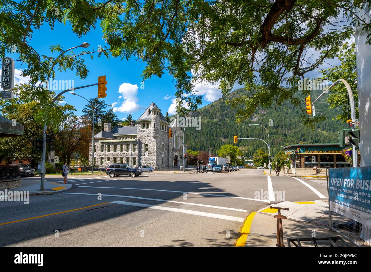 Street view of the Nelson Courthouse in the small artist community town ...