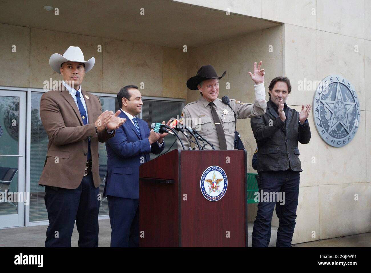 WALKER, from left: Coby Bell, Phil Mendoza, Patrick Kirton, Jeffrey Nordling, 'Don't Fence Me In ...