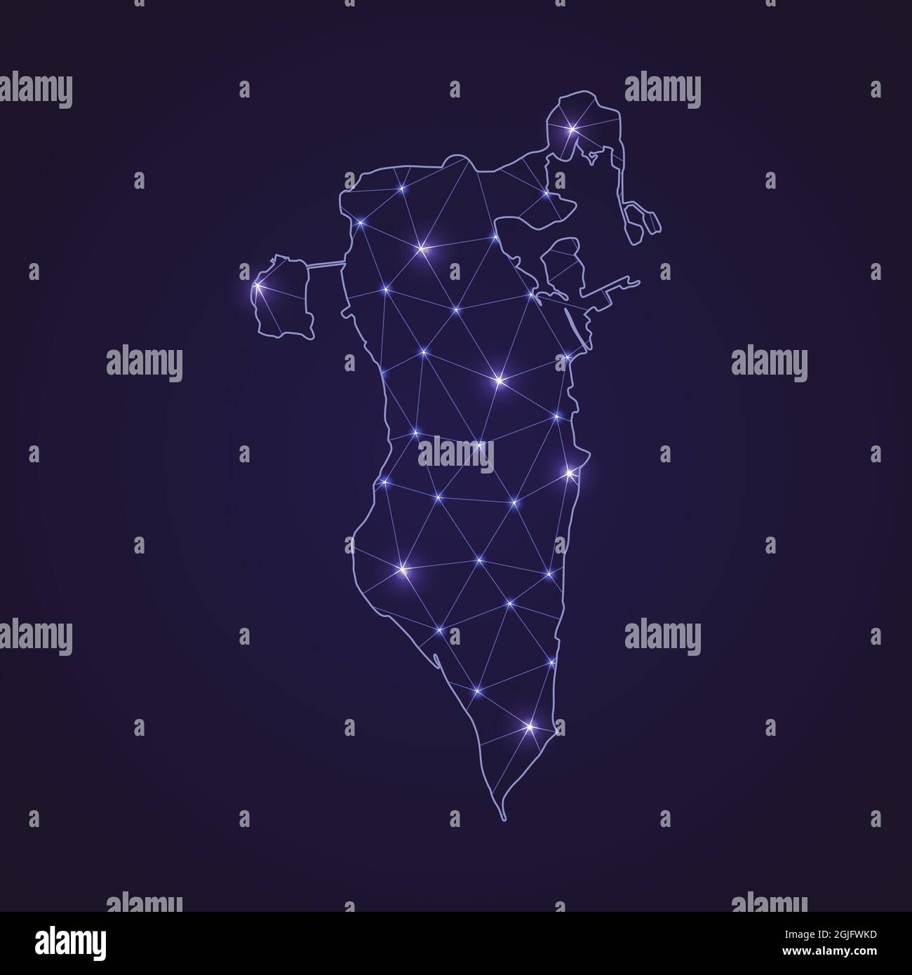 Digital network map of Bahrain. Abstract connect line and dot on dark ...