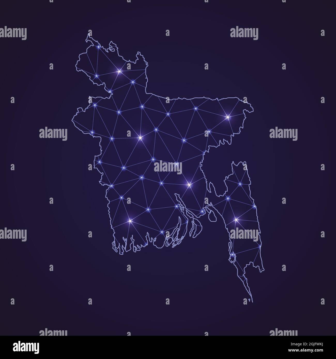 Digital network map of Bangladesh. Abstract connect line and dot on dark background Stock Vector ...