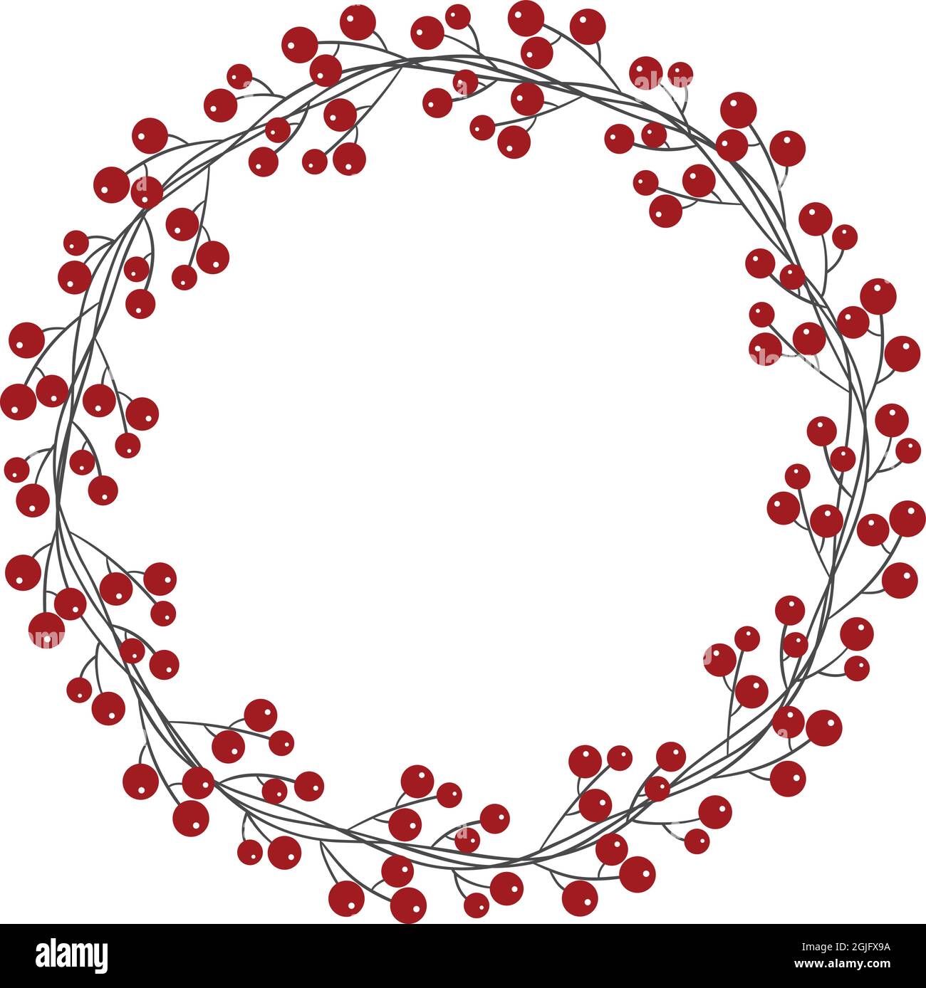 Christmas Wreath with Holly Red Berries Stock Vector Image & Art - Alamy