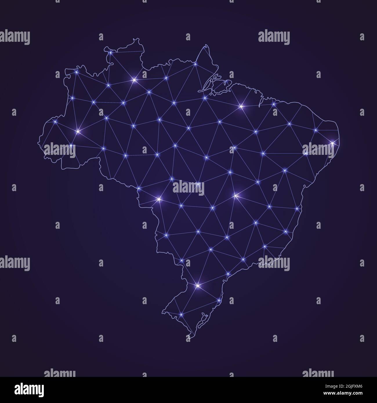 Digital network map of Brazil. Abstract connect line and dot on dark ...