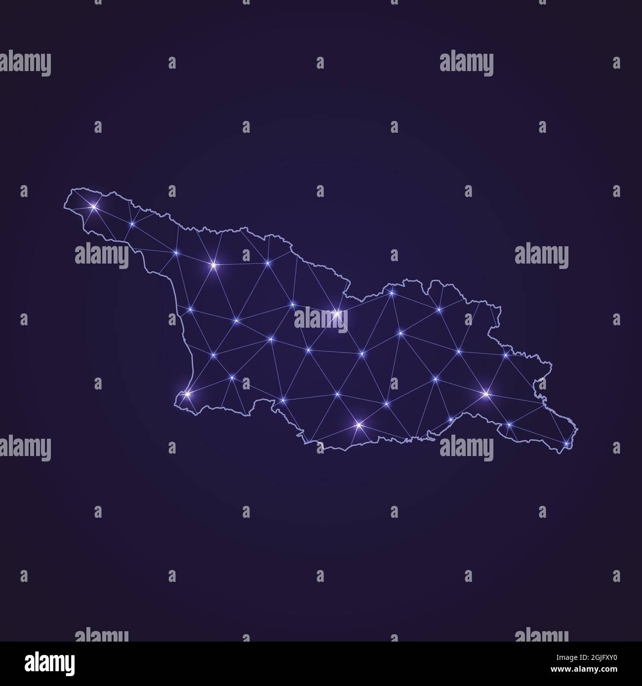 Digital network map of Georgia. Abstract connect line and dot on dark ...