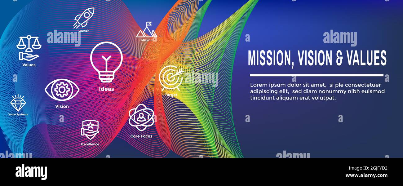 Mission Vision and Values Web Header & Icon Set Stock Vector Image ...