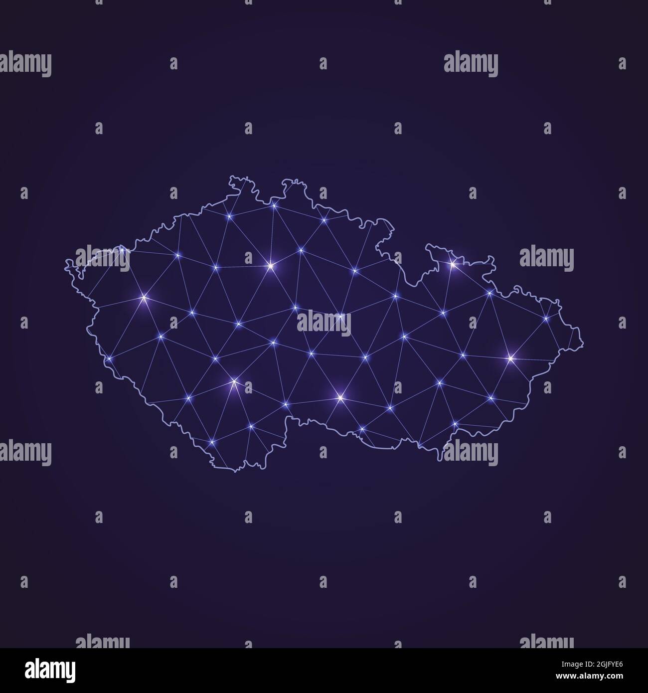 Digital network map of Czech Republic. Abstract connect line and dot on ...