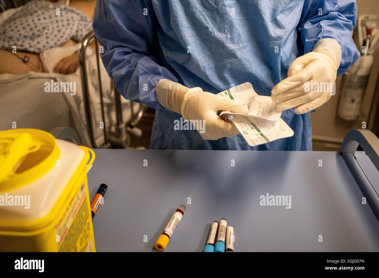 Medical staff at the Intensive care unit of the Liege hospital which is ...