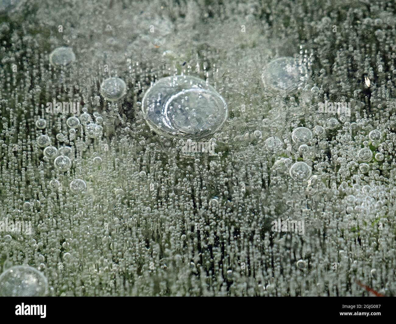 Bubble art - abstract Ice pattern created by nature in frozen upland ...