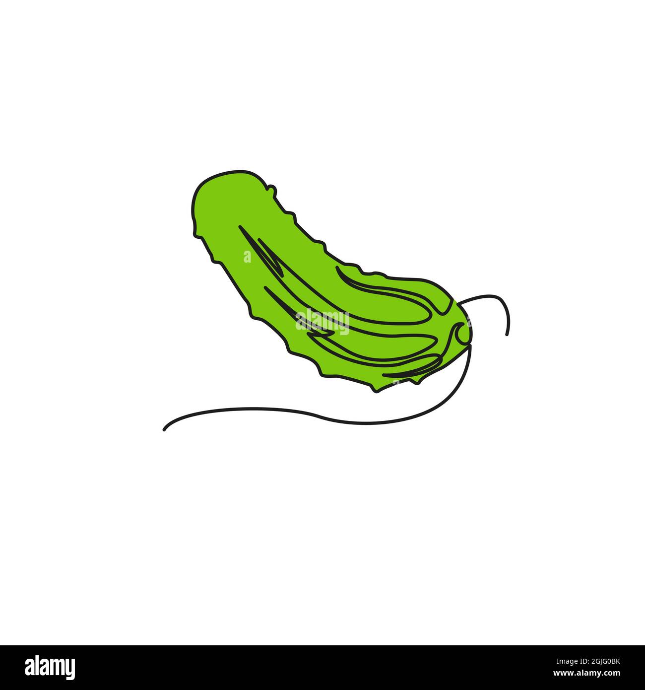 One continuous line drawing vegetables cucumber, isolated on white ...