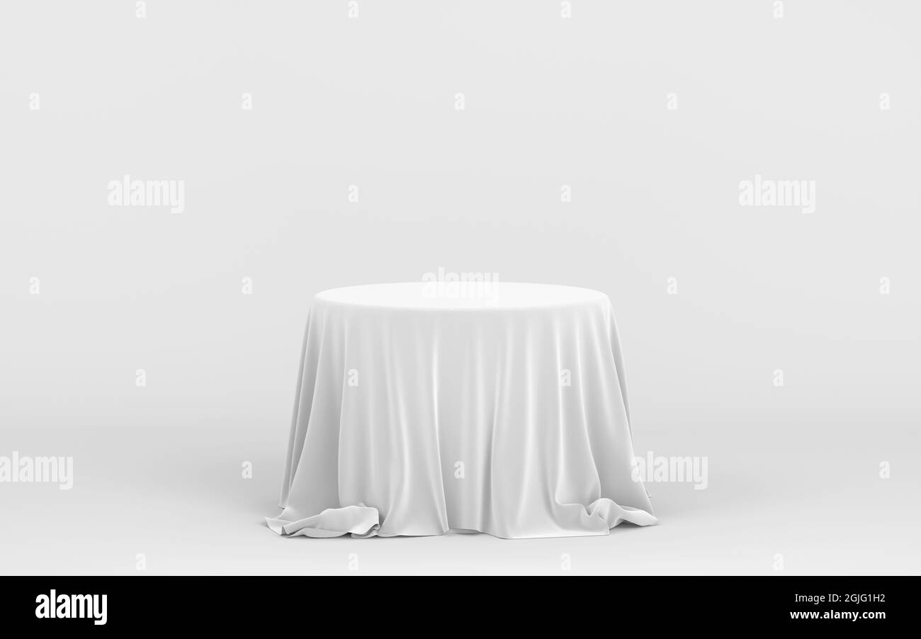 Empty table with white background, 3d rendering. Computer digital ...