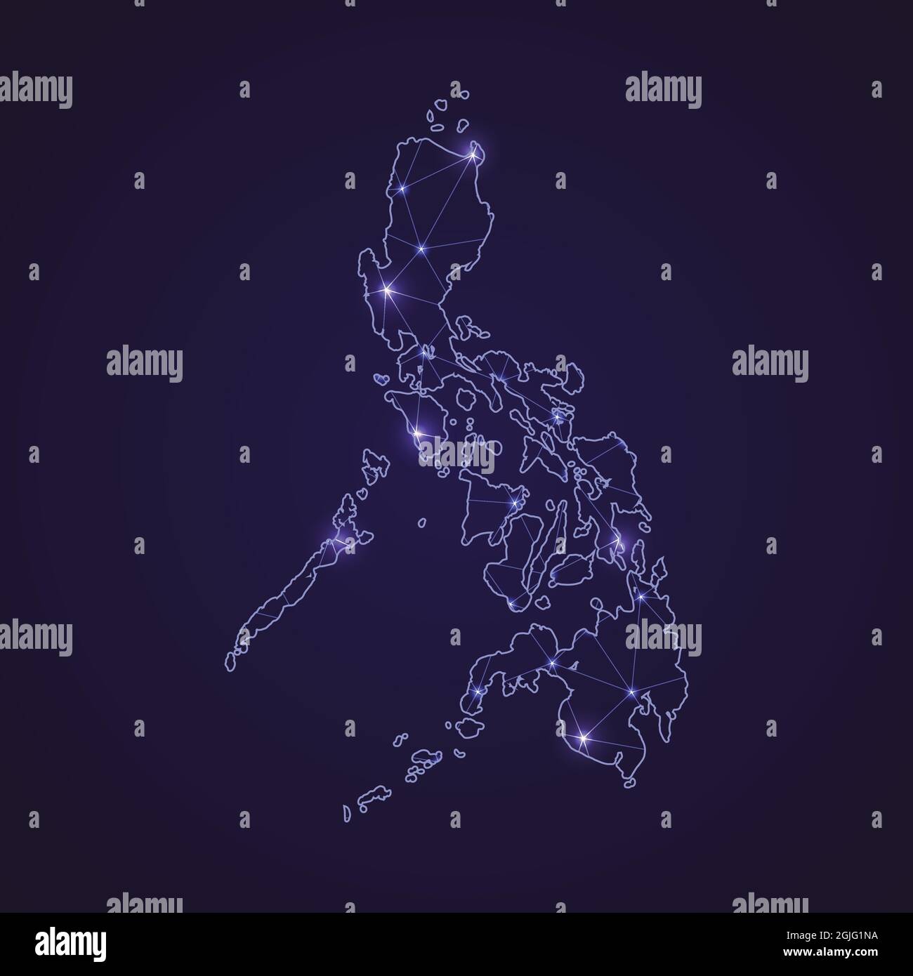 Digital network map of Philippines. Abstract connect line and dot on ...