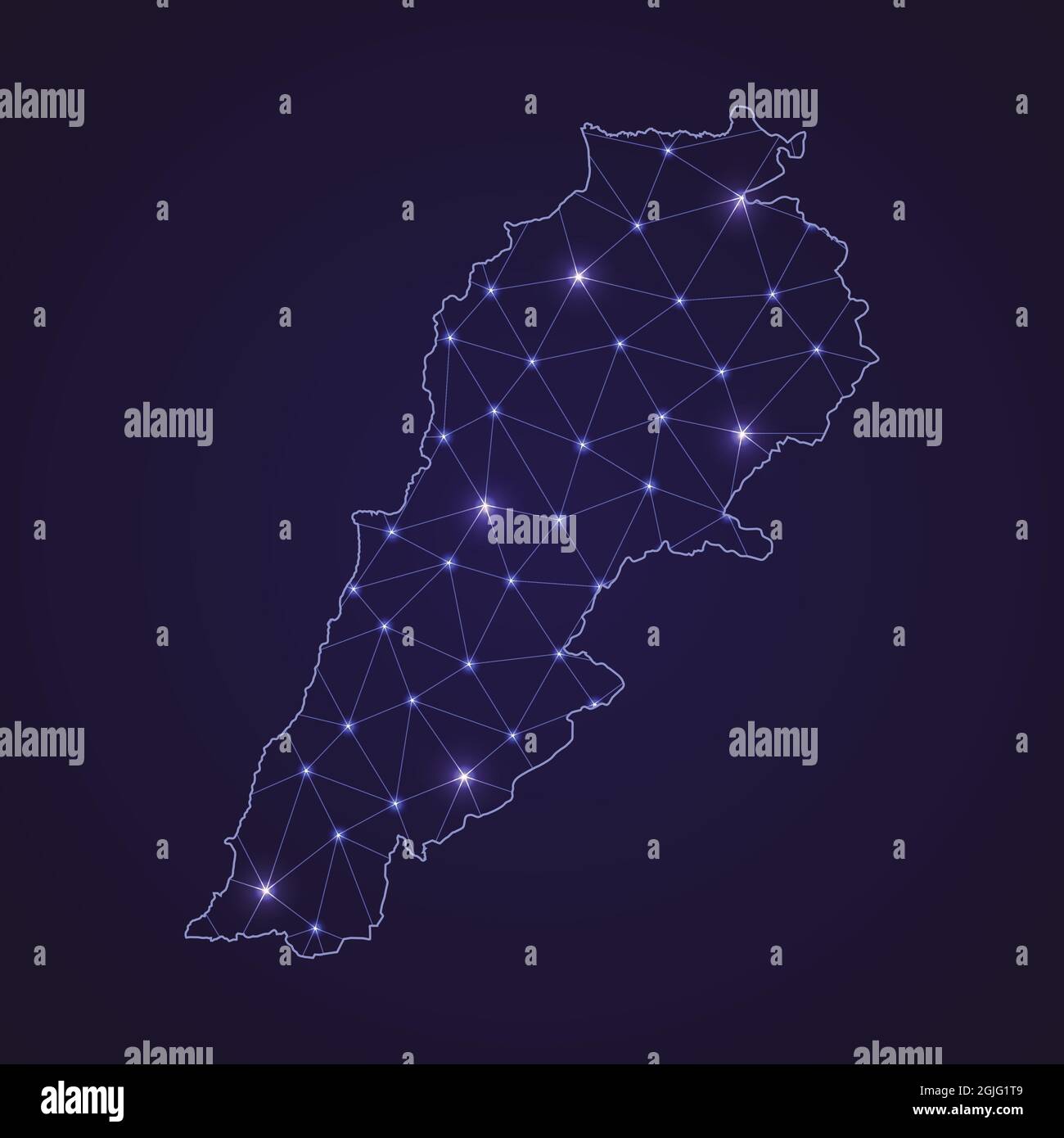 Digital network map of Lebanon. Abstract connect line and dot on dark ...
