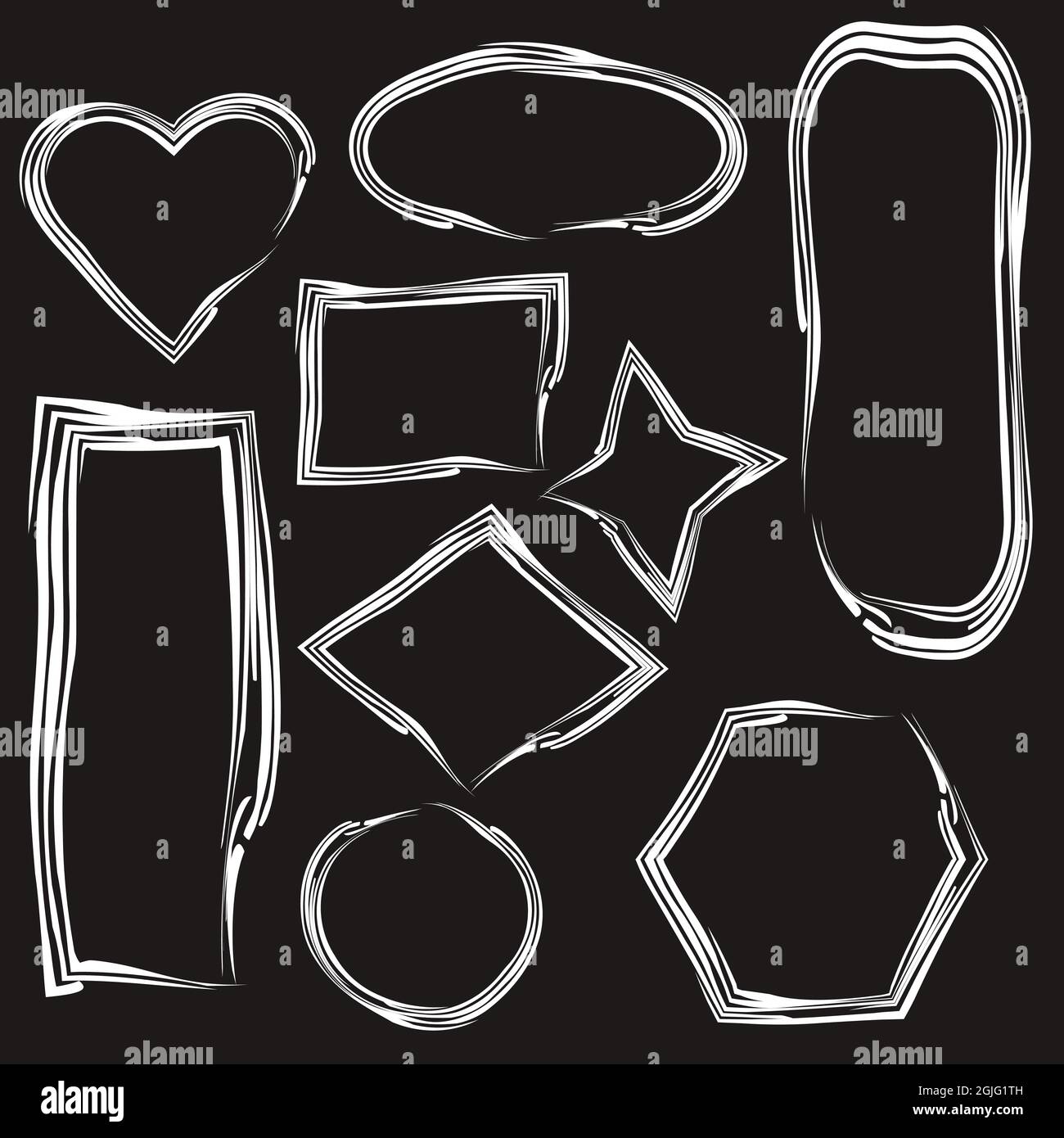 A set of white abstract frames. Isolated on chalkboard background ...