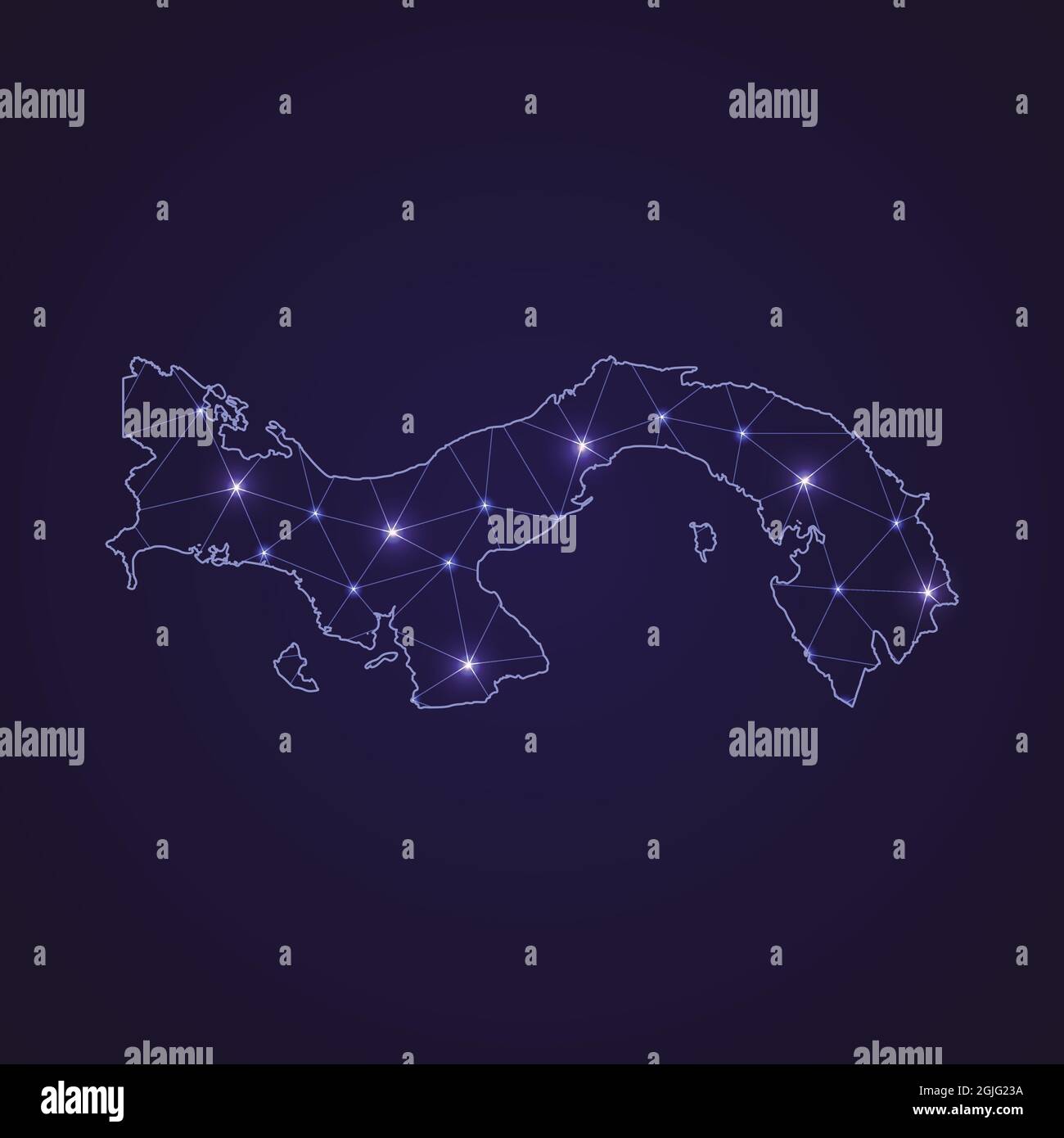 Digital network map of Panama. Abstract connect line and dot on dark ...