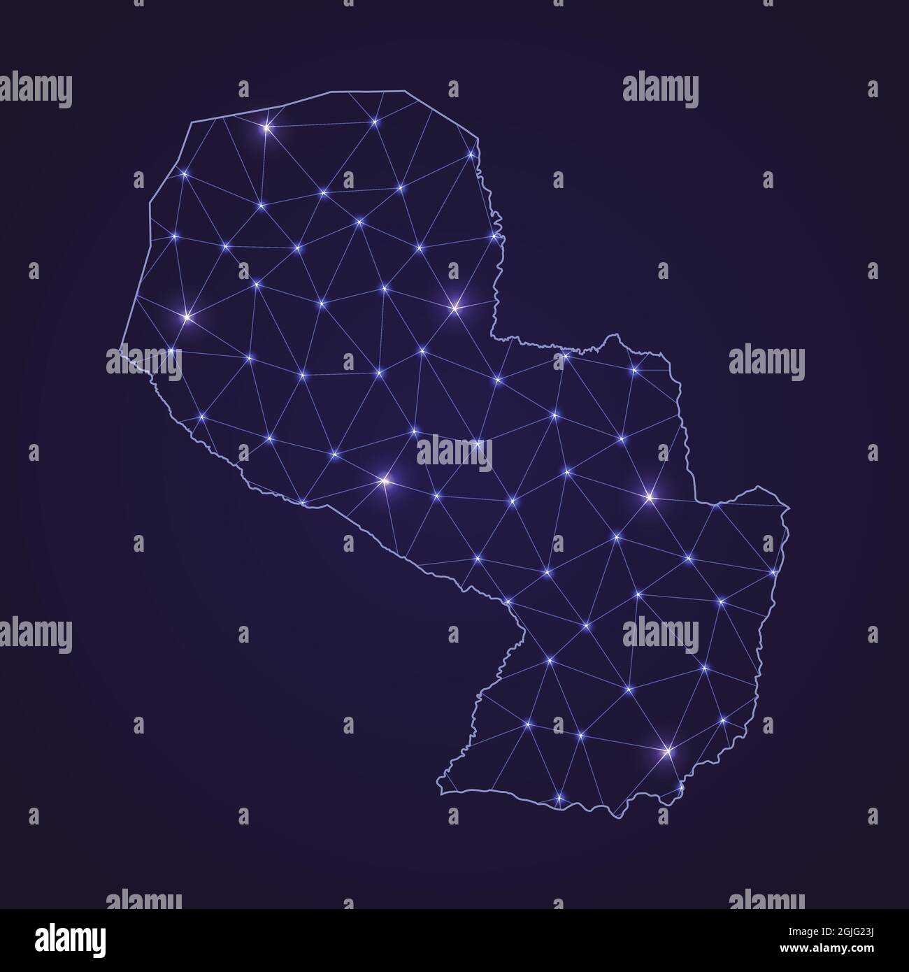 Digital network map of Paraguay. Abstract connect line and dot on dark ...