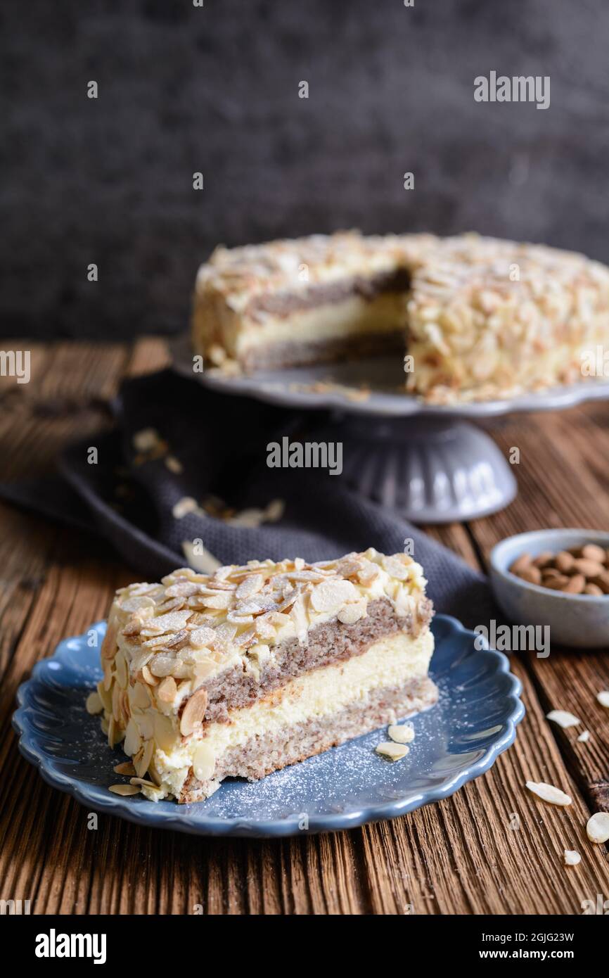 Mandeltarta, delicious creamy Swedish almond cake topped with toasted ...