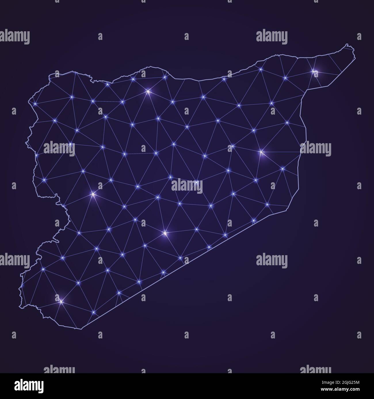 Digital network map of Syria. Abstract connect line and dot on dark ...