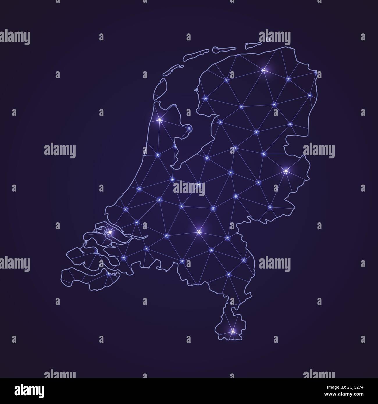 Digital network map of Netherlands. Abstract connect line and dot on ...