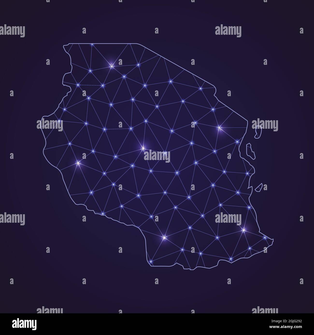 Digital network map of Tanzania. Abstract connect line and dot on dark background Stock Vector ...